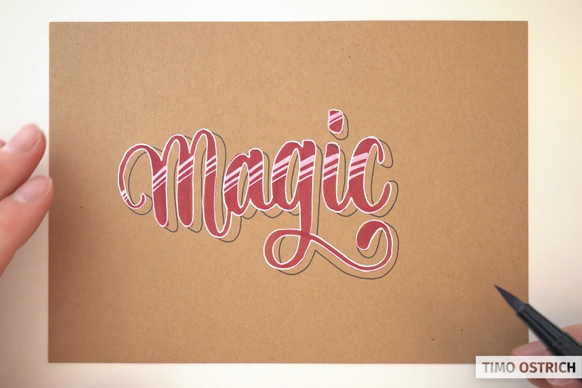 Simple 3D brush lettering effect (Step by step tutorial)