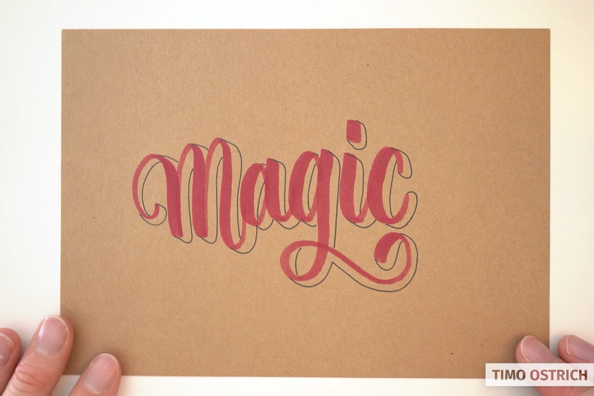 Simple 3D brush lettering effect (Step by step tutorial)