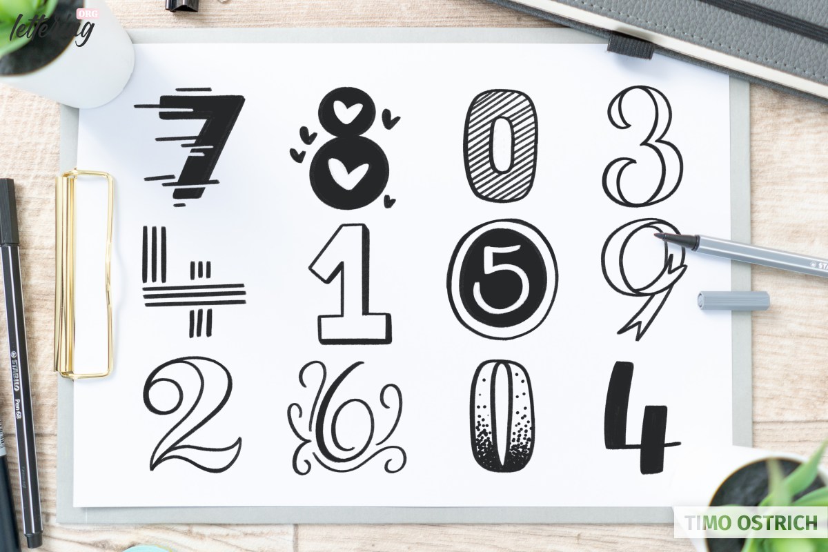 Lettering Numbers How To Draw Them Properly Different Styles 
