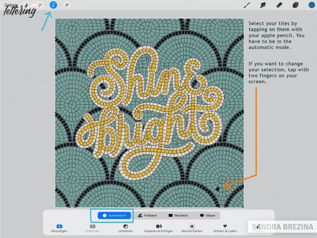 Mosaic lettering - How to draw fauxsaic letters step by step