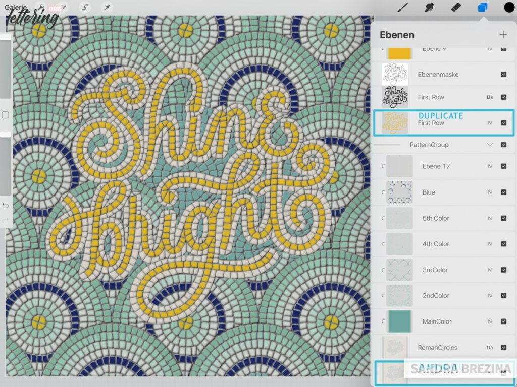 Mosaic lettering - How to draw fauxsaic letters step by step