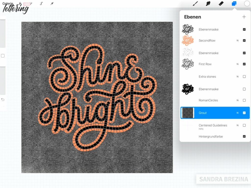 Mosaic lettering - How to draw fauxsaic letters step by step