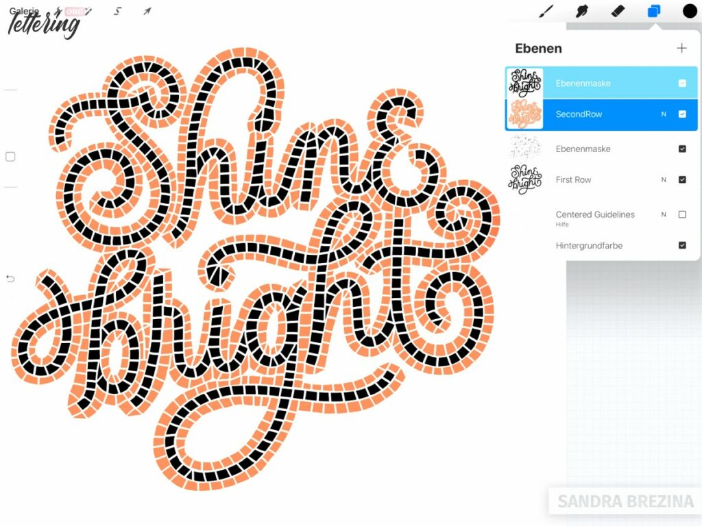 Mosaic lettering - How to draw fauxsaic letters step by step