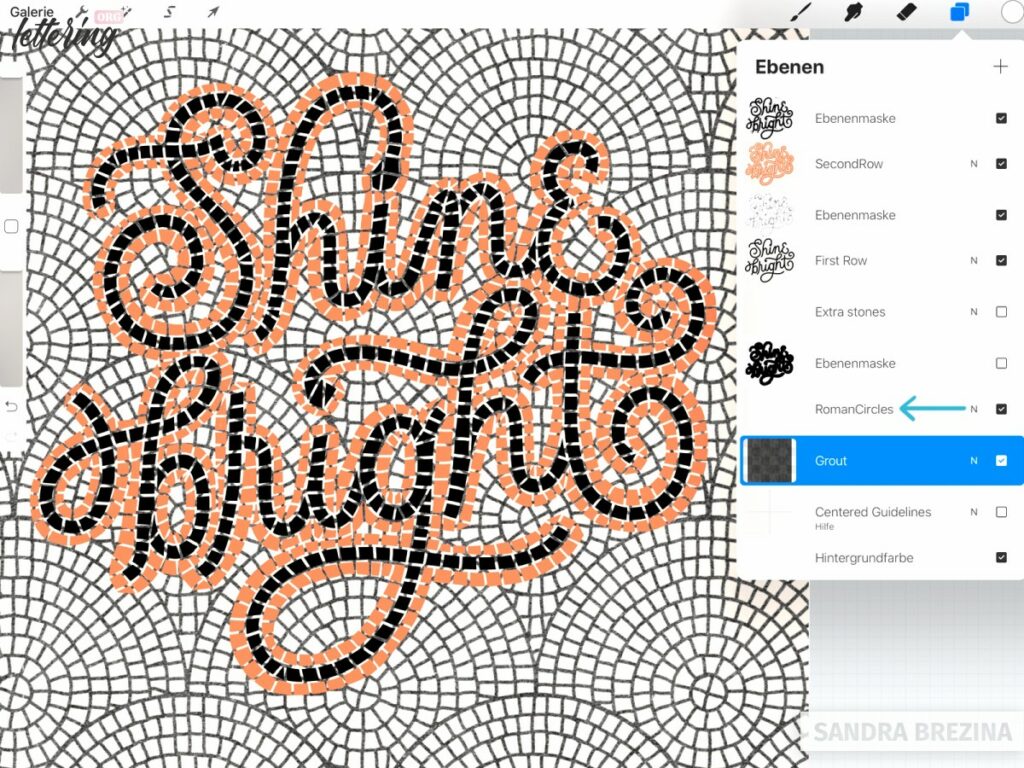 Mosaic lettering - How to draw fauxsaic letters step by step