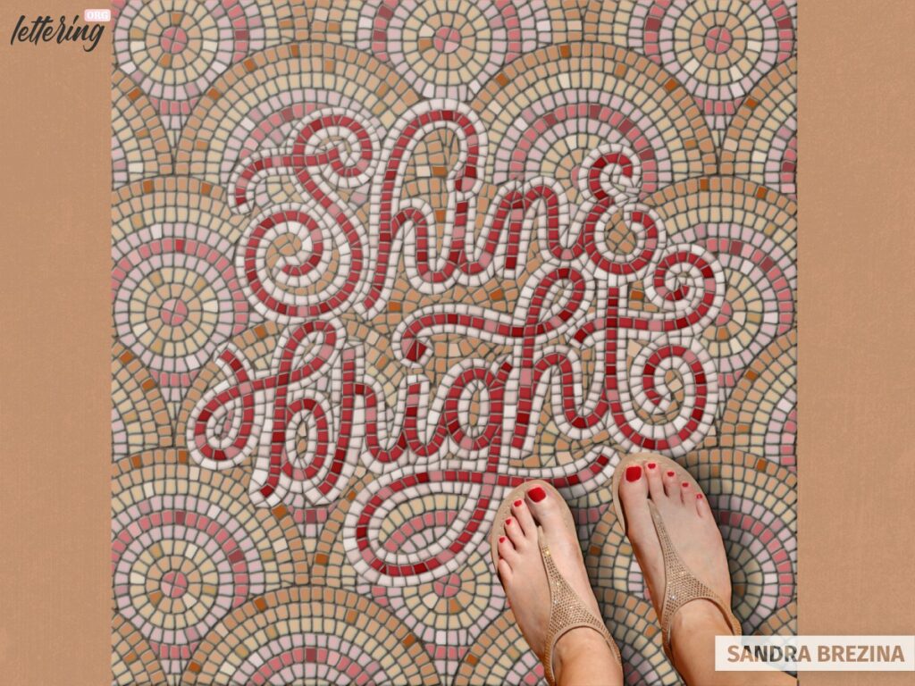 Mosaic lettering - How to draw fauxsaic letters step by step