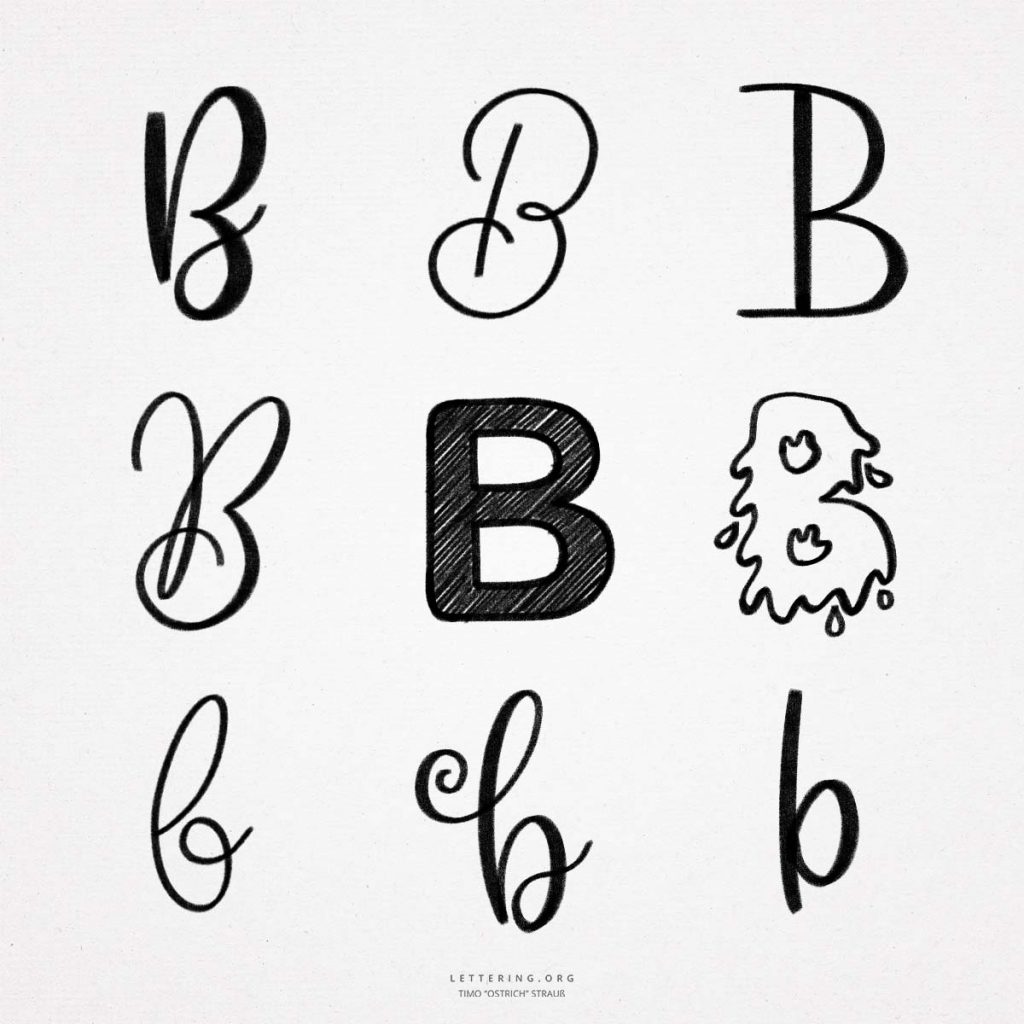 Hand lettering B | 9 ways to draw a "B"