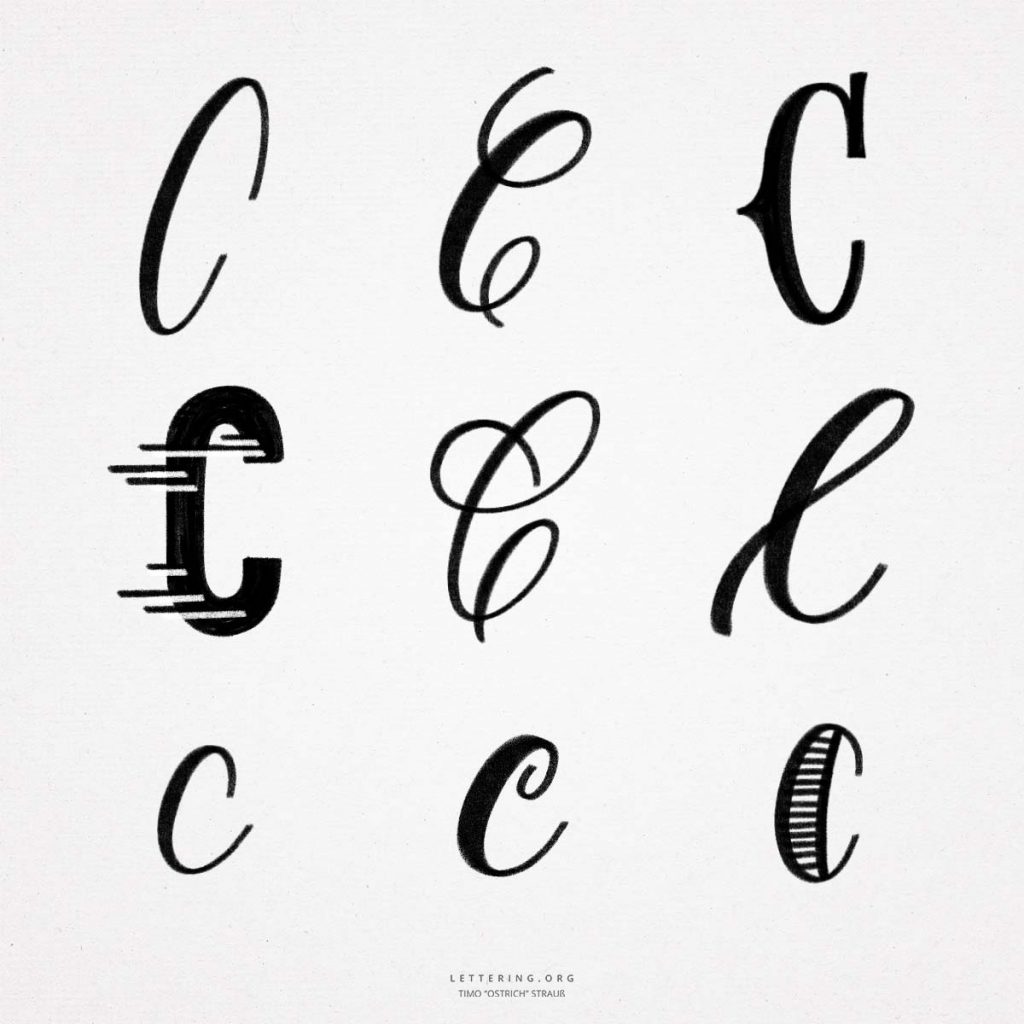 Hand lettering C | 9 ways to draw a "C"