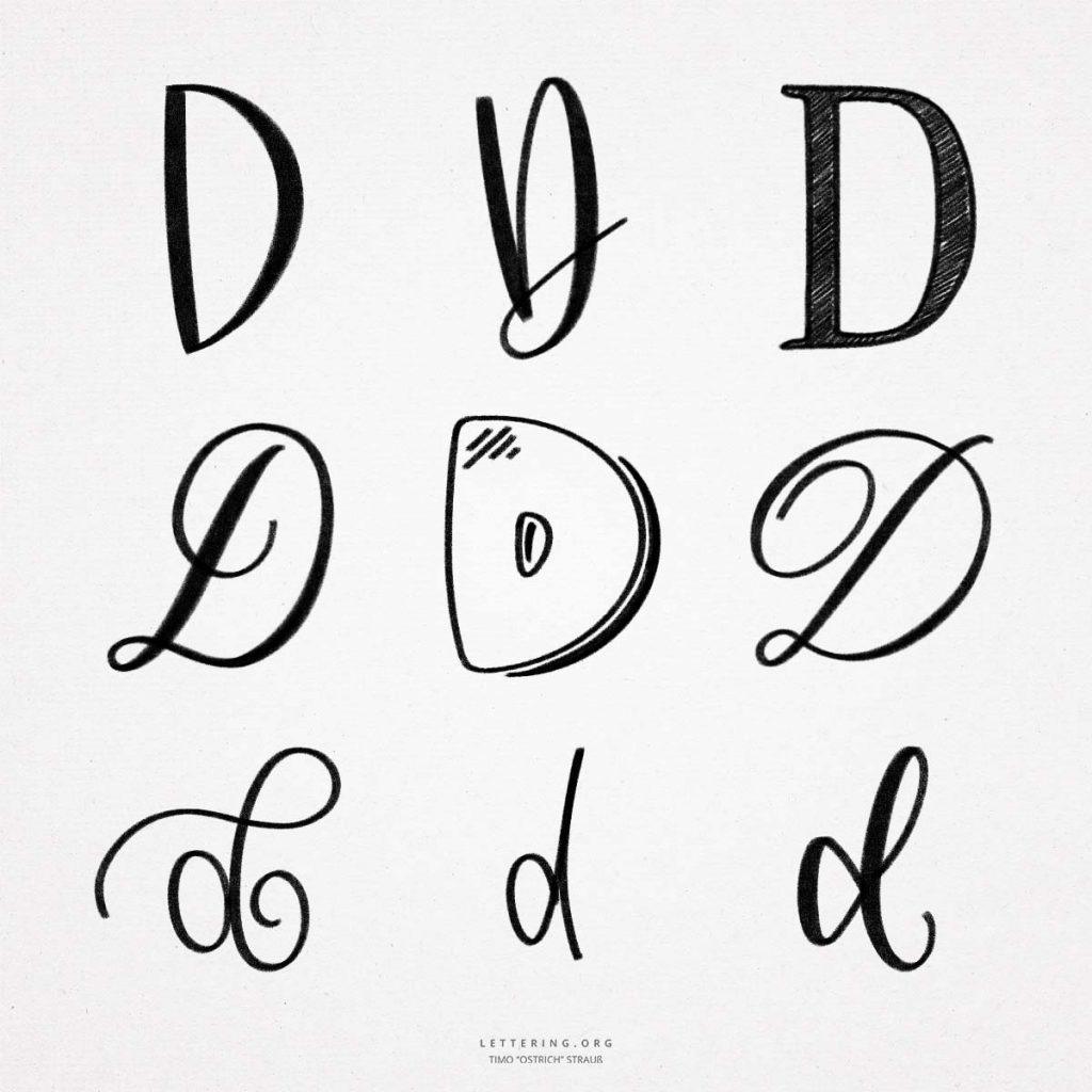 Hand lettering D | 9 ways to draw a "D"