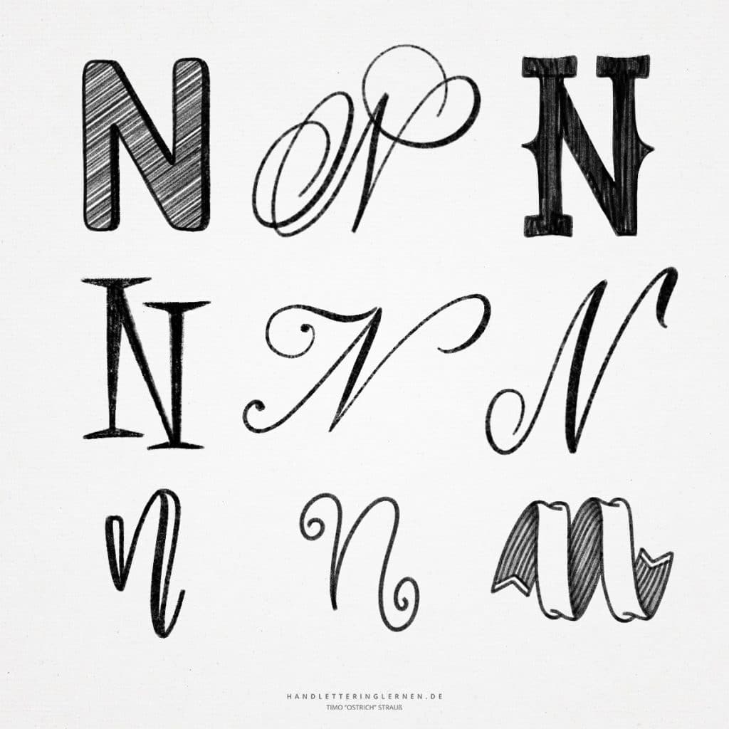 Hand lettering M | 9 ways to draw a "N"