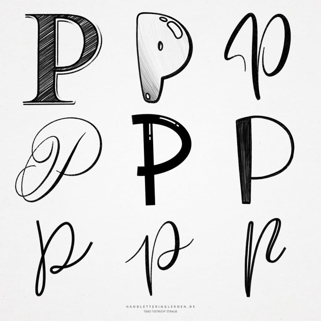 Hand lettering P | 9 ways to draw a "P"