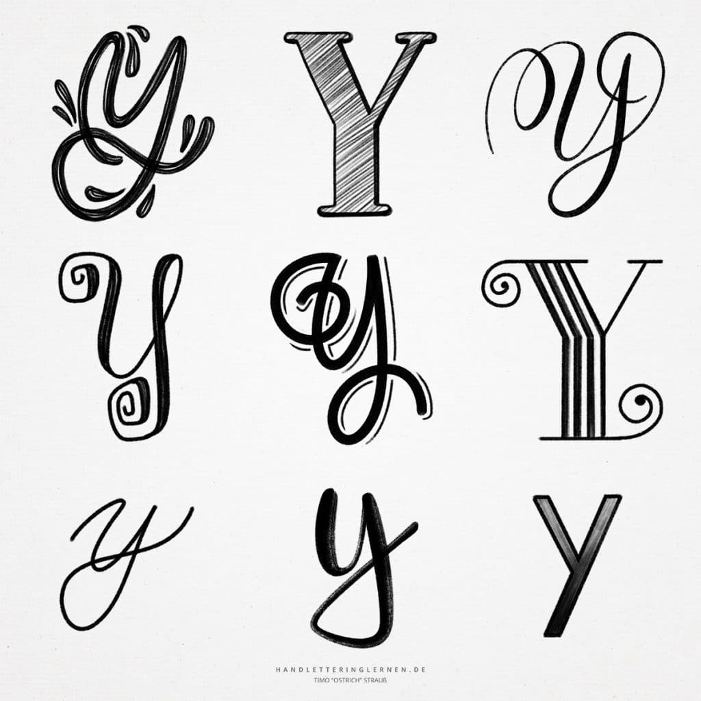 Hand lettering Y | 9 ways to draw a "Y"