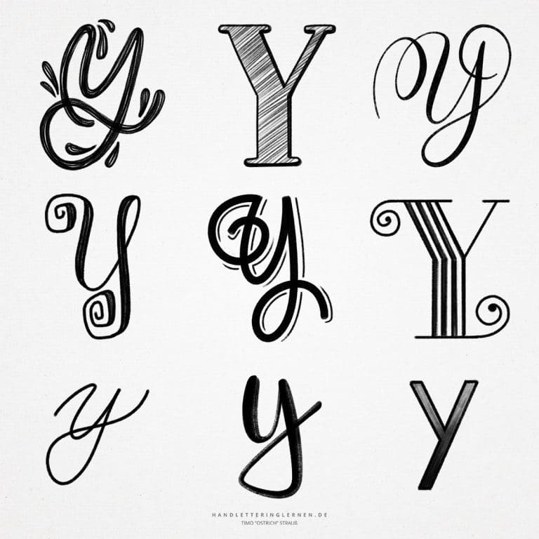 Hand lettering Y | 9 ways to draw a "Y"